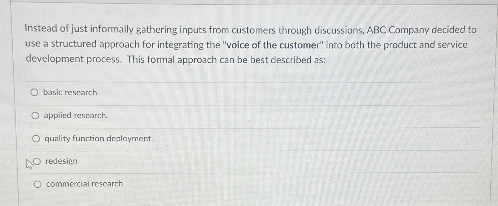 Solved Instead of just informally gathering inputs from | Chegg.com