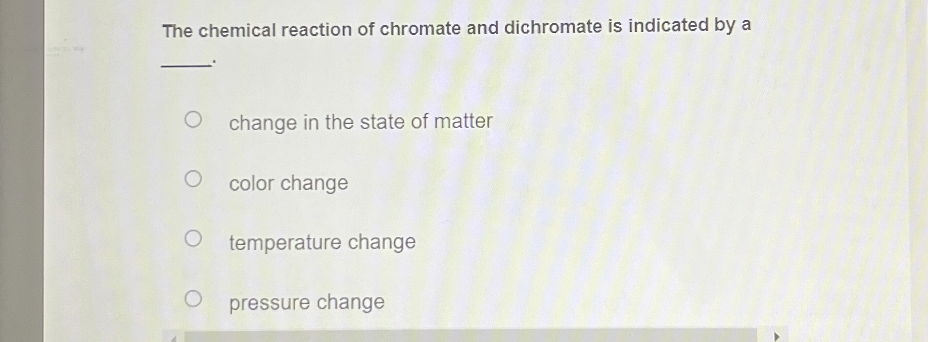 Solved The chemical reaction of chromate and dichromate is | Chegg.com