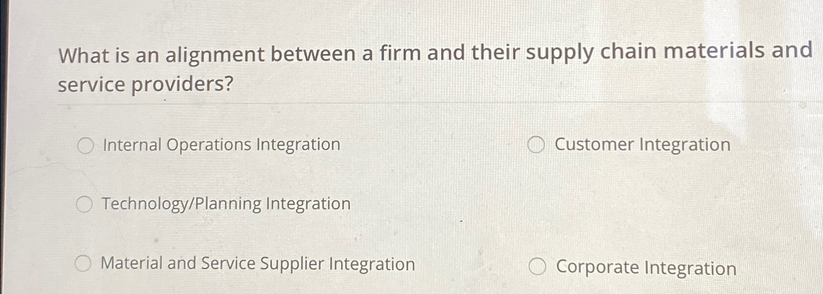 Solved What is an alignment between a firm and their supply | Chegg.com