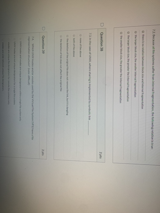 Solved 7.2. Because all file systems suffer from internal | Chegg.com
