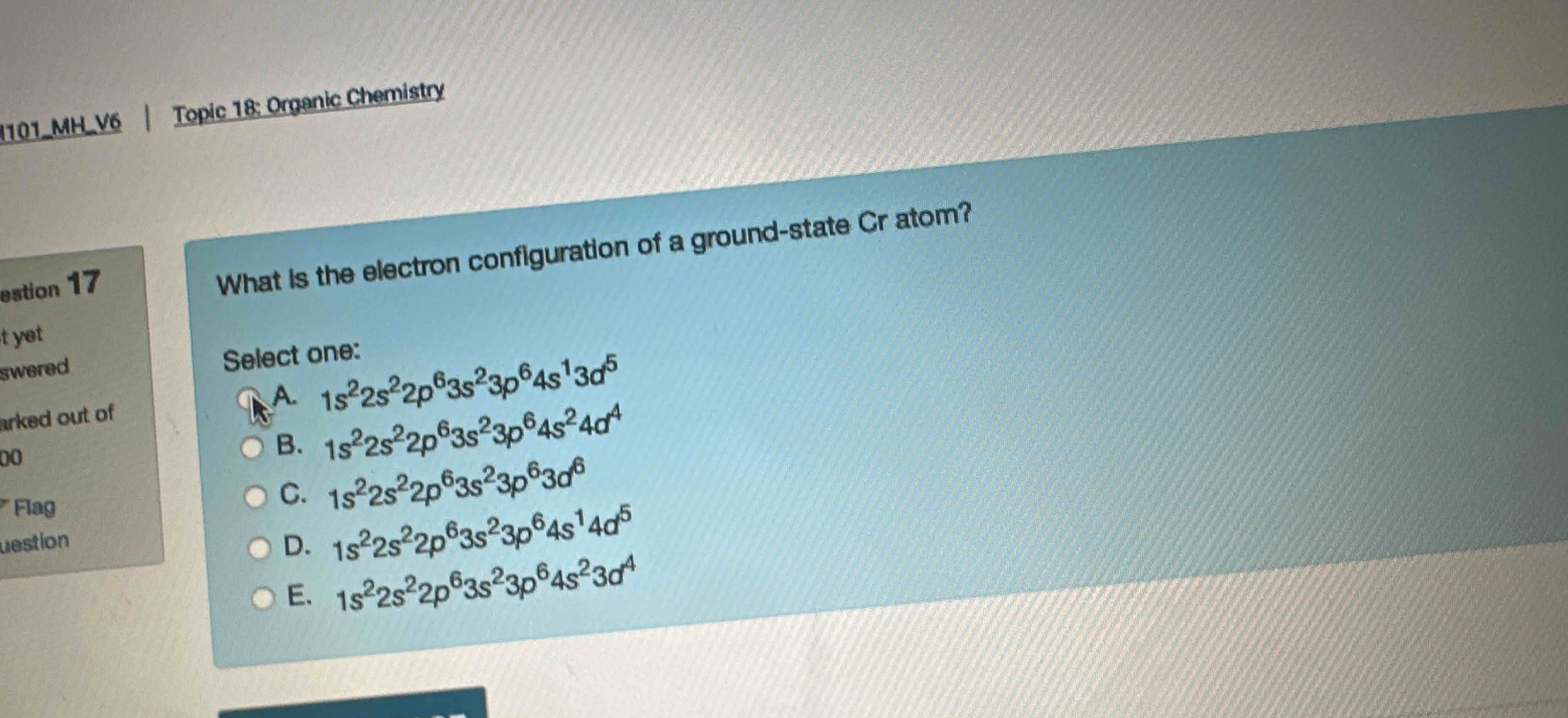Solved What is ﻿the electron configuration of ﻿a | Chegg.com