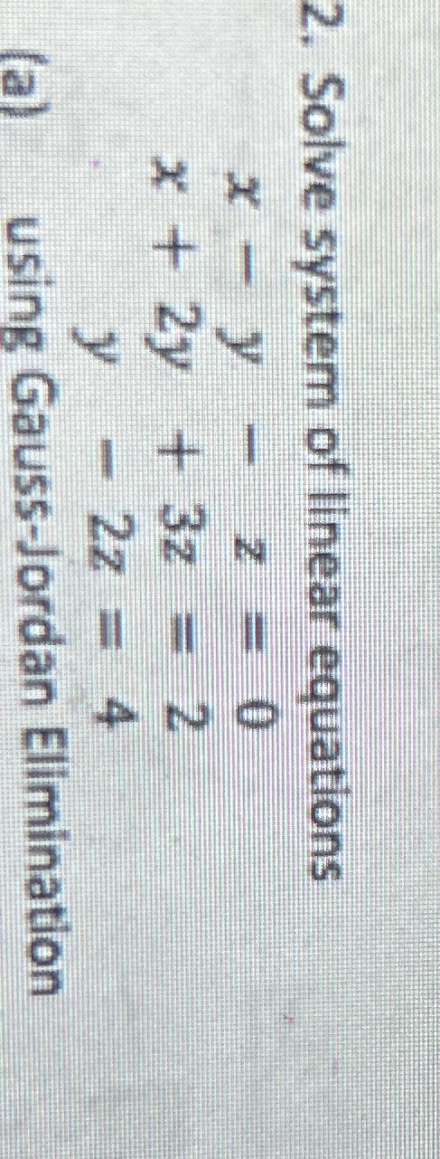 Solved Solve system of linear | Chegg.com