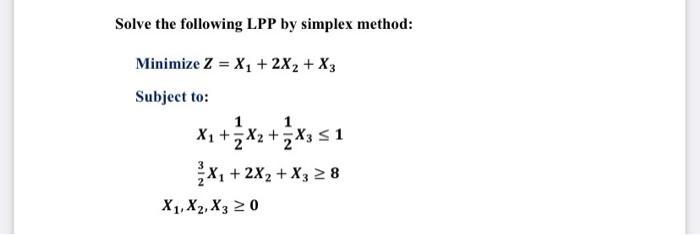 Solved Solve the following LPP by simplex method: 1 Minimize | Chegg.com