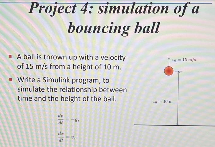 Solved Project 4: simulation of a bouncing ball - A ball is | Chegg.com