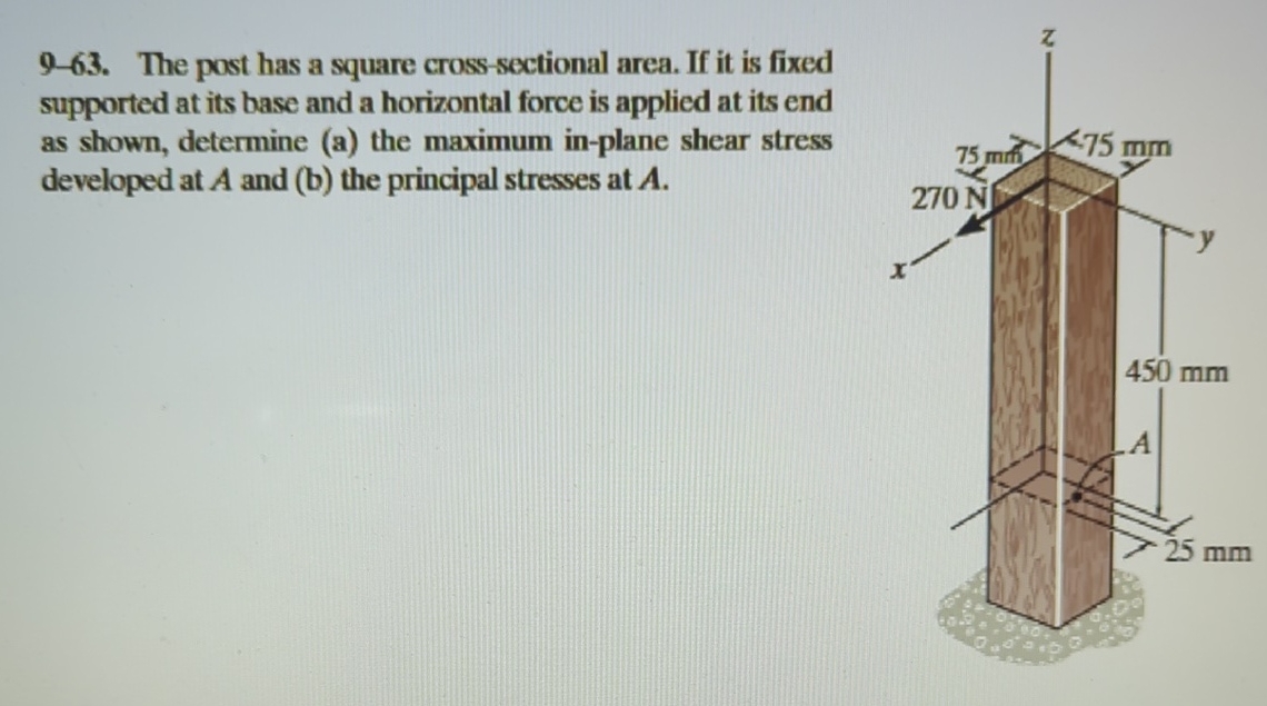 Solved 9-63. ﻿The post has a square cross-sectional area. If | Chegg.com