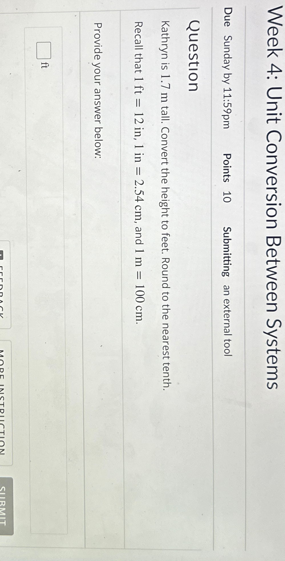 Solved Week 4: Unit Conversion Between SystemsDue Sunday by | Chegg.com