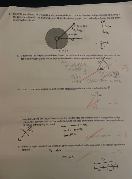 Solved 3. Students in a physics lab are working with a force | Chegg.com