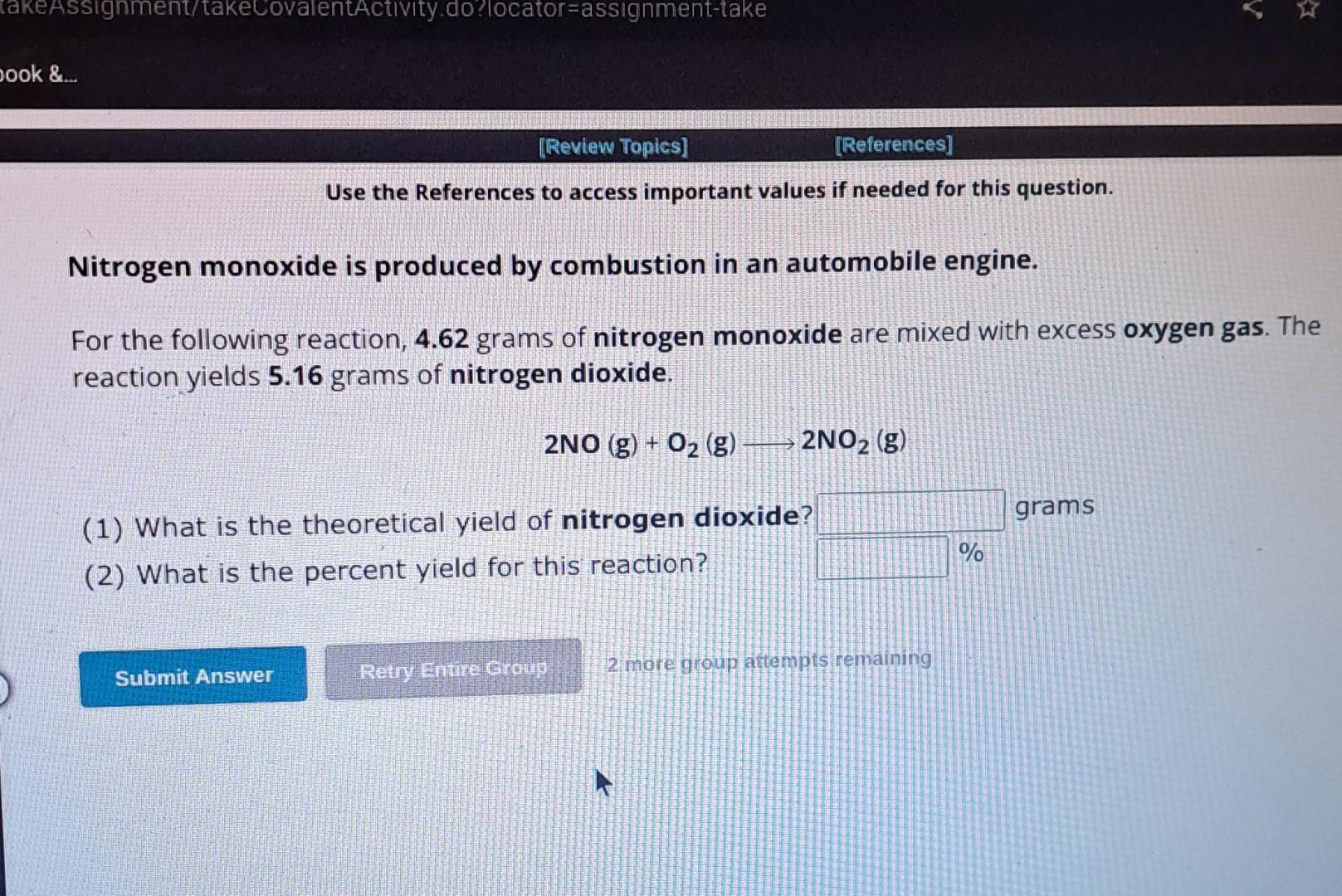 Solved Nitrogen monoxide is produced by combustion in an | Chegg.com