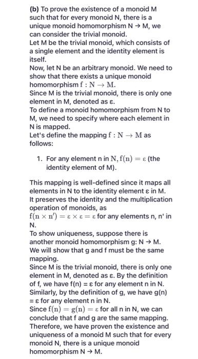 Solved Problem 2. (a) Prove that there exists a monoid M | Chegg.com