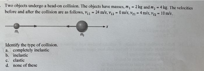 Solved - Two objects undergo a head-on collision. The | Chegg.com