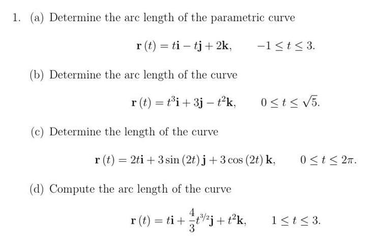 Solved (a) Determine the arc length of the parametric curve | Chegg.com
