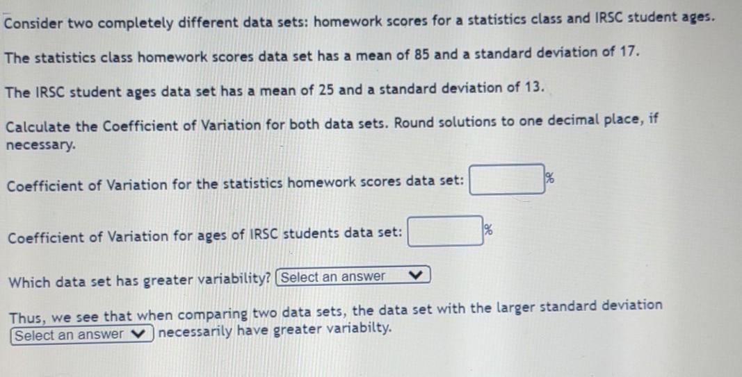 Solved Consider two completely different data sets: homework | Chegg.com
