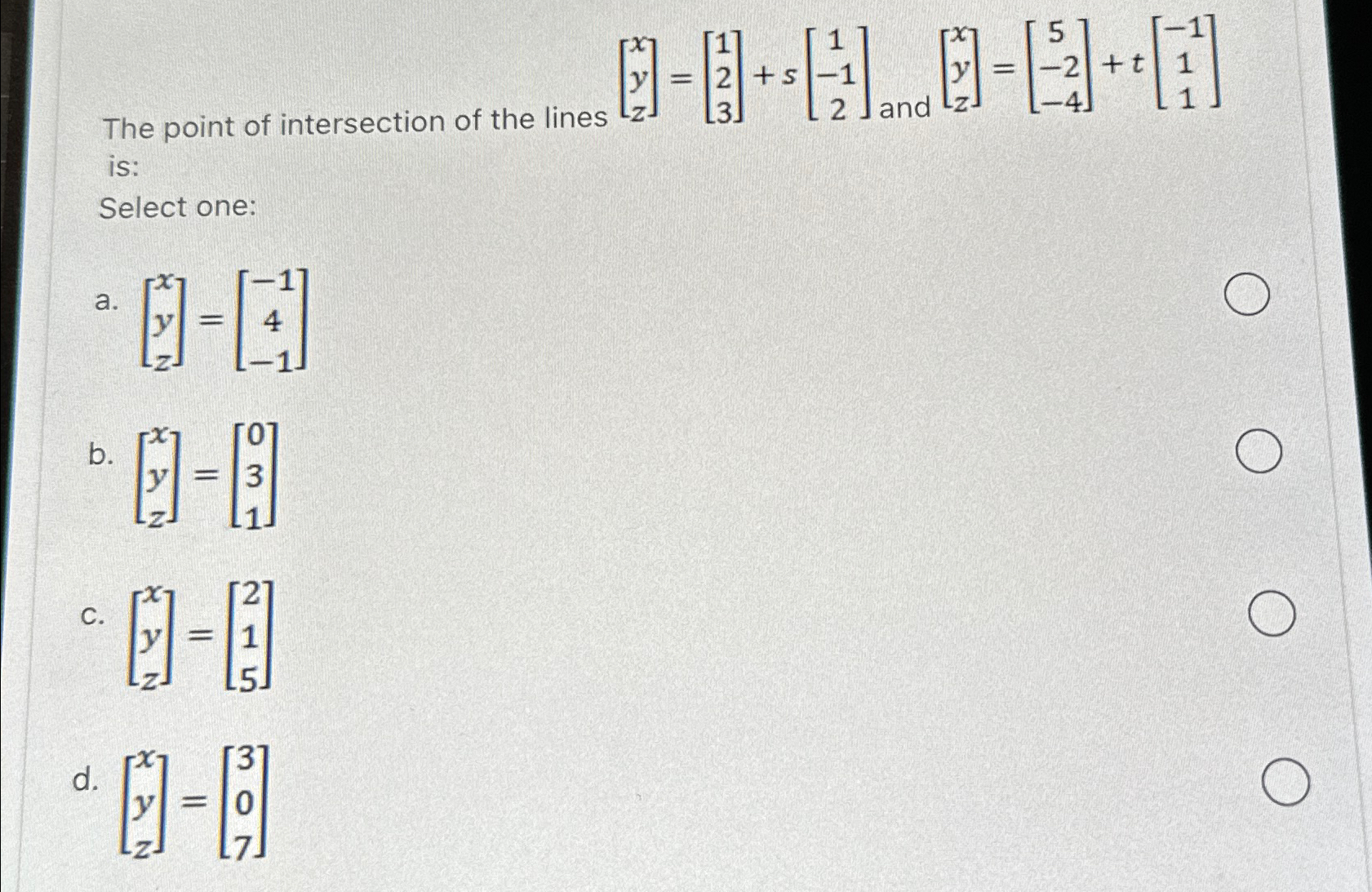 The point of intersection of the lines | Chegg.com