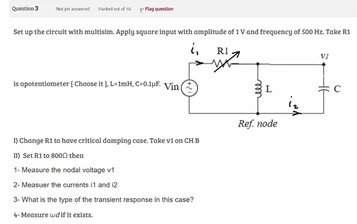 Solved Set up the circuit with multisim. Apply square input | Chegg.com