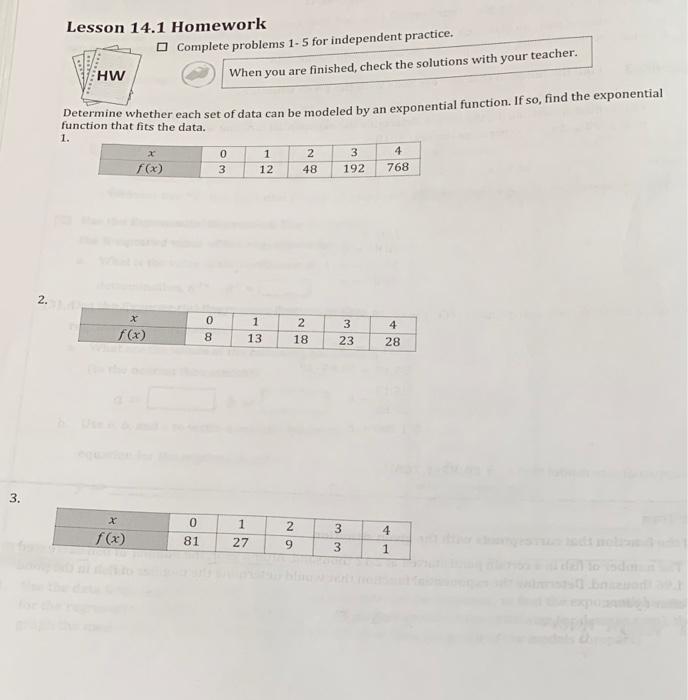 Solved Lesson 14.1 Homework Complete problems 1-5 for | Chegg.com