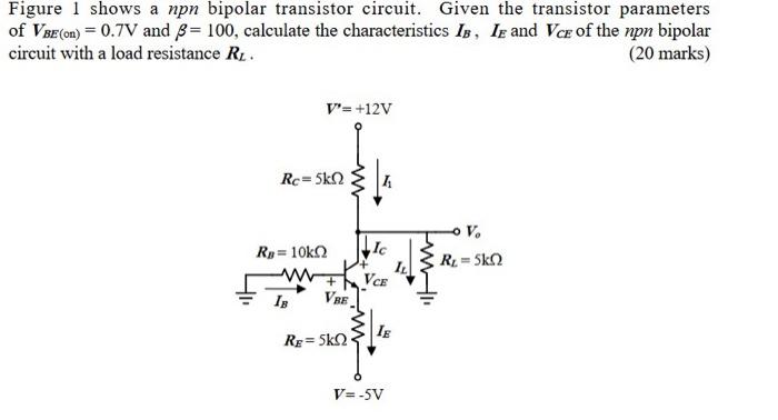 Solved Figure 1 shows a npn bipolar transistor circuit. | Chegg.com
