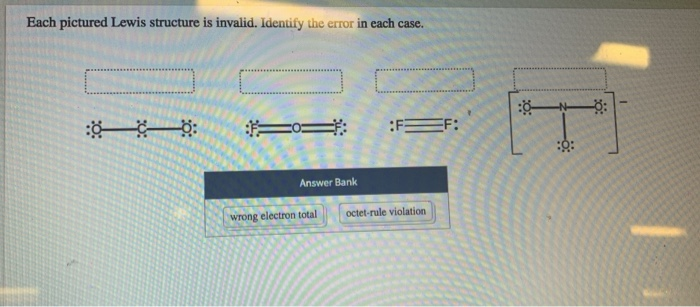 Solved Each pictured Lewis structure is invalid. Identify | Chegg.com