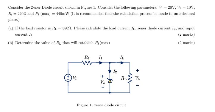 Solved Consider the Zener Diode circuit shown in ﻿Figure 1. | Chegg.com