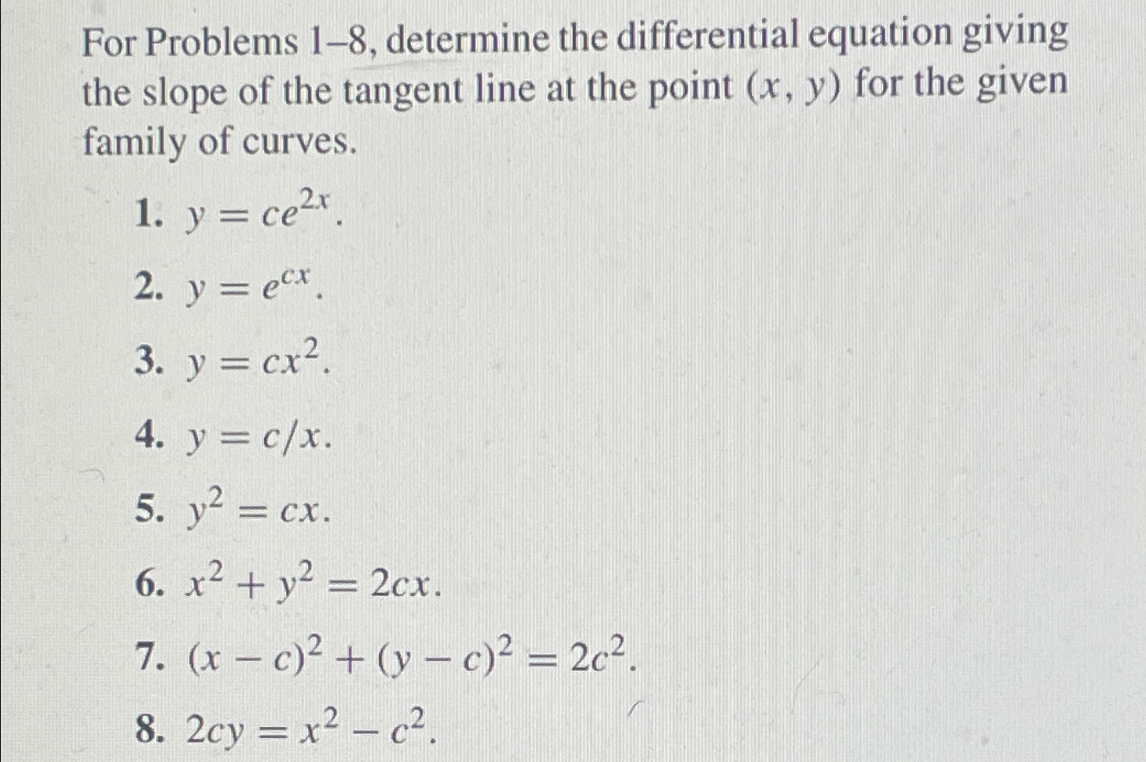 Solved For Problems 1-8, ﻿determine the differential | Chegg.com