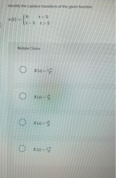 Solved Identify the Laplace transform of the given function. | Chegg.com