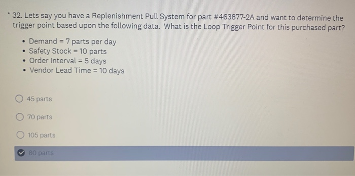 Solved * 32. Lets say you have a Replenishment Pull System | Chegg.com