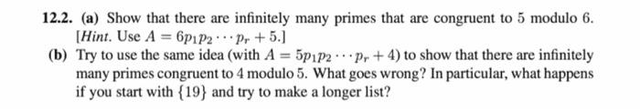 Solved 12.2. (a) Show that there are infinitely many primes | Chegg.com