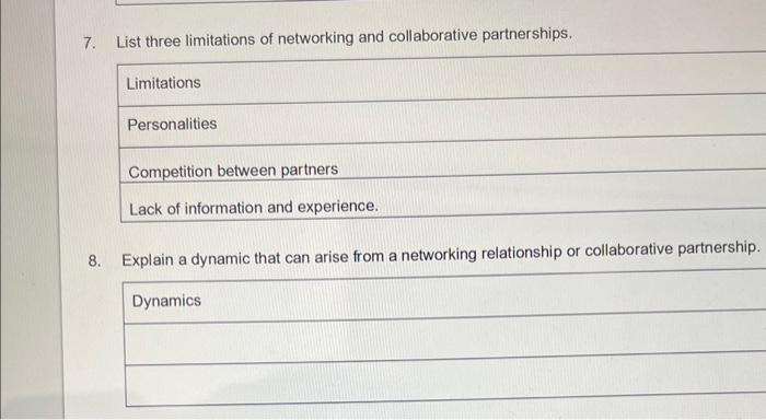 Solved 7. List three limitations of networking and | Chegg.com