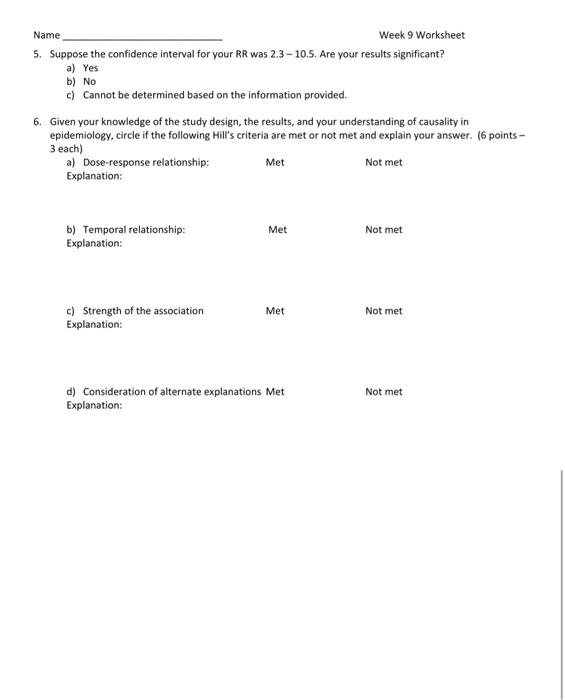 Solved Name Week 9 Worksheet 1. Explain the epidemiological | Chegg.com