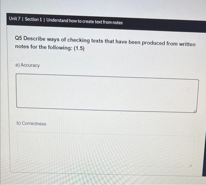 Solved Q5 Describe ways of checking texts that have been | Chegg.com
