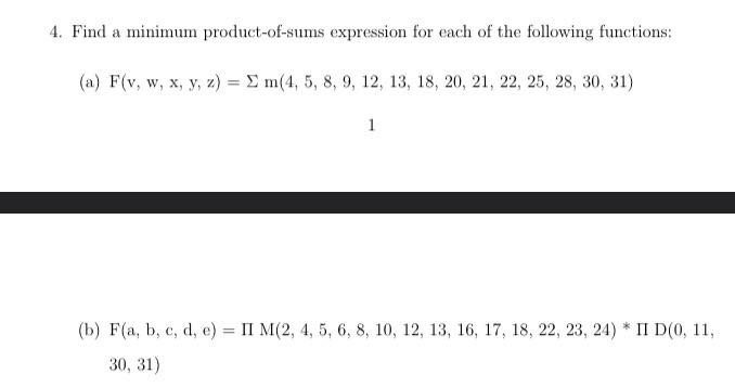 Solved 4. Find a minimum product-of-sums expression for each | Chegg.com
