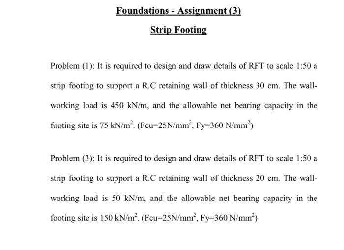 Solved Foundations - Assignment (3) Strip Footing Problem | Chegg.com