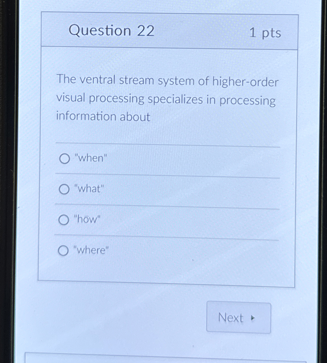 Solved Question 221 ﻿ptsThe ventral stream system of | Chegg.com