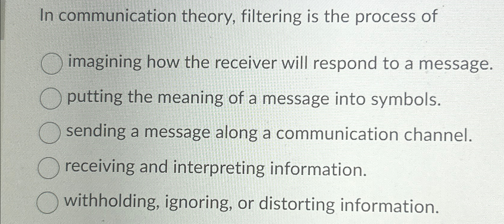 Solved In communication theory, filtering is the process | Chegg.com