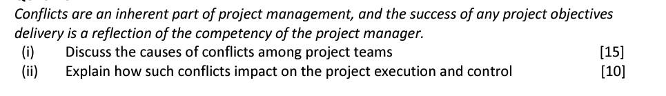 Solved Conflicts are an inherent part of project management, | Chegg.com