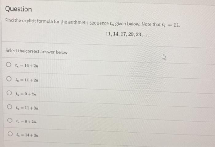 Solved Question Find The Explicit Formula For The Arithmetic 7464