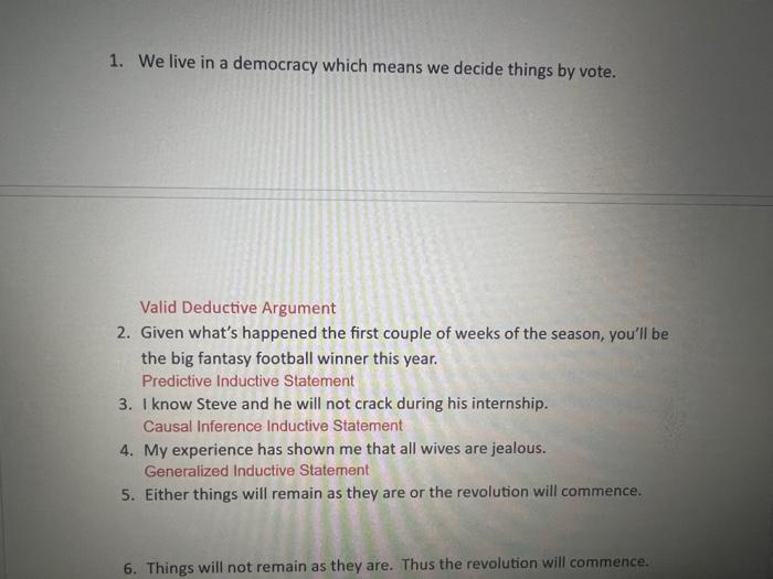 State whether the following arguments are deductive | Chegg.com