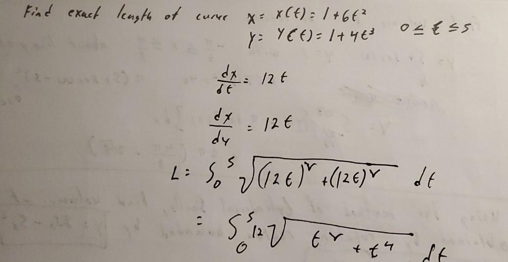 Solved Find exact length of curse X = X(t) = 1 +66² Y= YE+) | Chegg.com