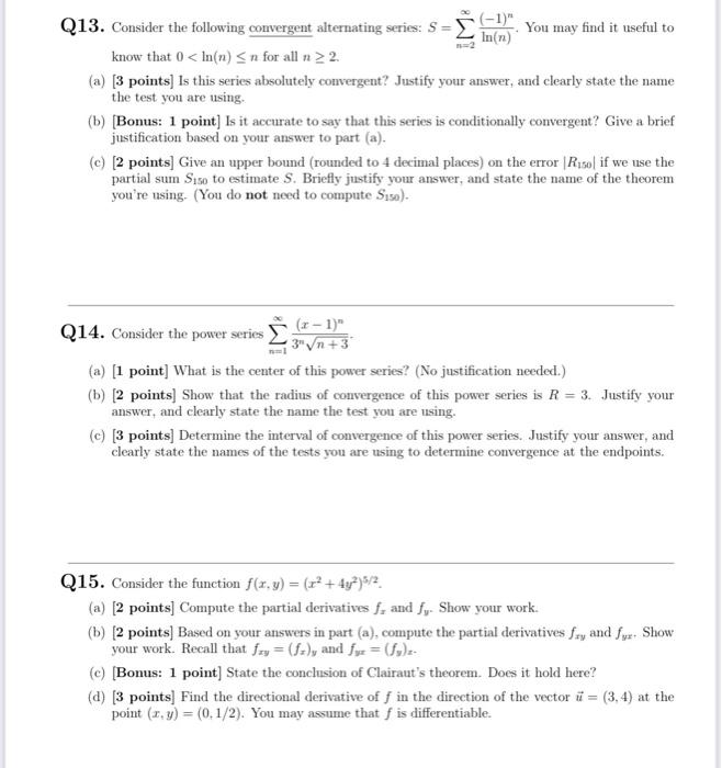 Solved Q13. Consider the following convergent alternating | Chegg.com