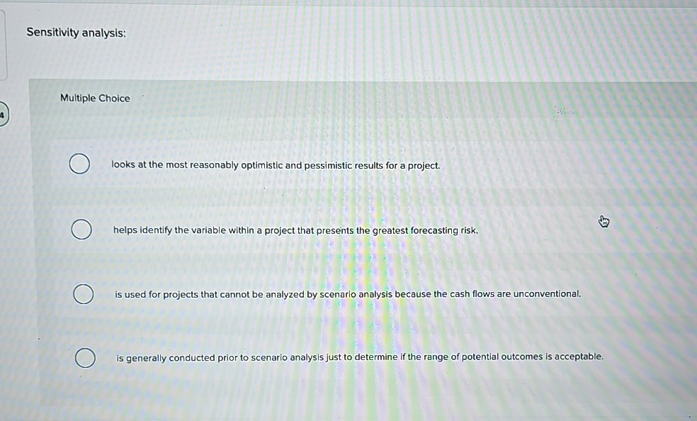 Solved Sensitivity analysis:Multiple Choicelooks at the most | Chegg.com