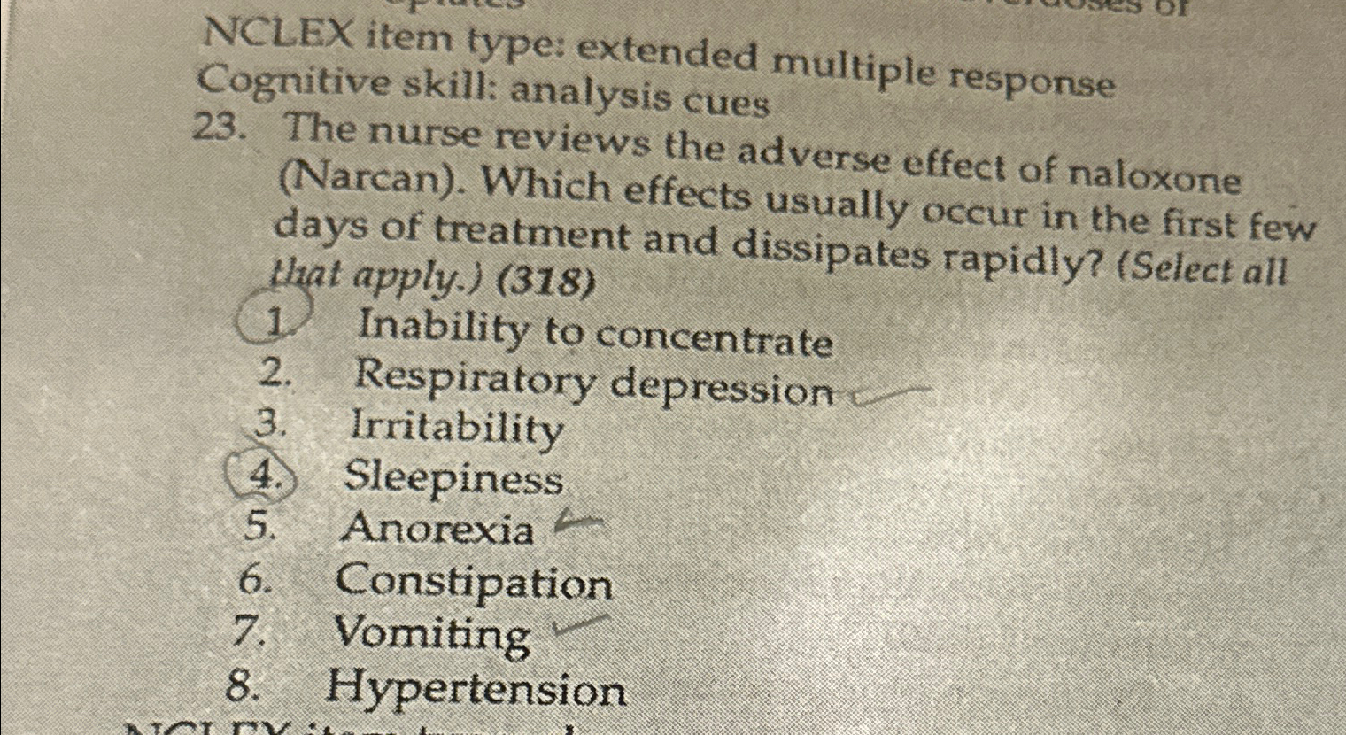 Solved NCLEX item type: extended multiple response Cognitive | Chegg.com