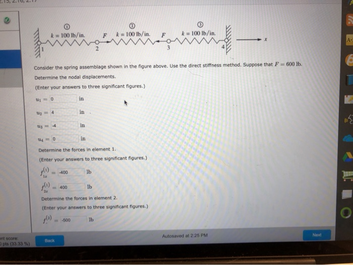 Solved For the five-spring assemblage shown in the figure | Chegg.com
