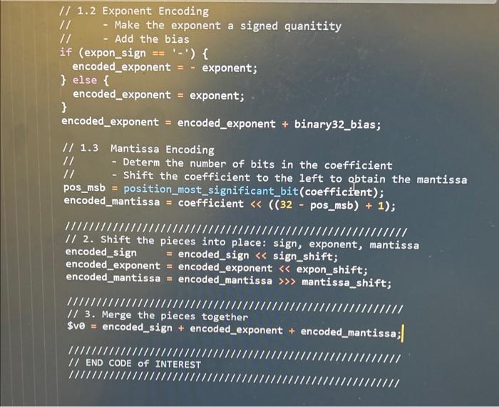 Solved I/ BEGIN CODE OF INTEREST I/ 1. Encode each of the | Chegg.com