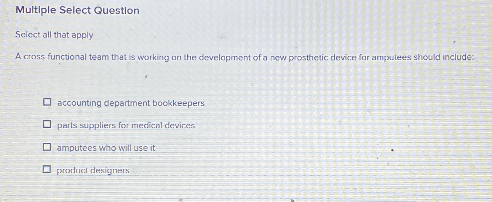 Solved Multiple Select QuestlonSelect all that applyA | Chegg.com