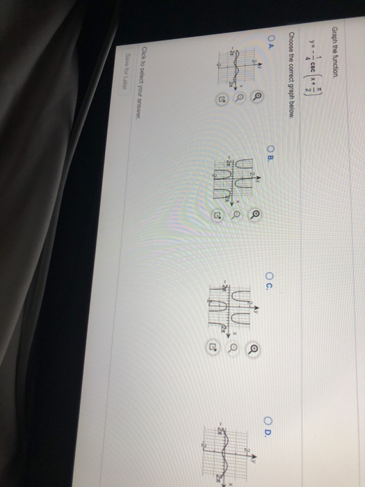 Solved Graph the function y=-- CSC Choose the correct graph | Chegg.com