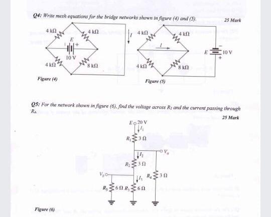 Solved 04: Write mesh equations for the bridge networks | Chegg.com