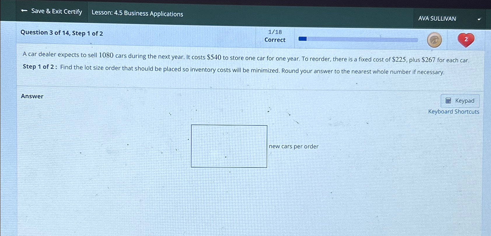 Solved Save & Exit CertifyLesson: 4.5 ﻿Business | Chegg.com