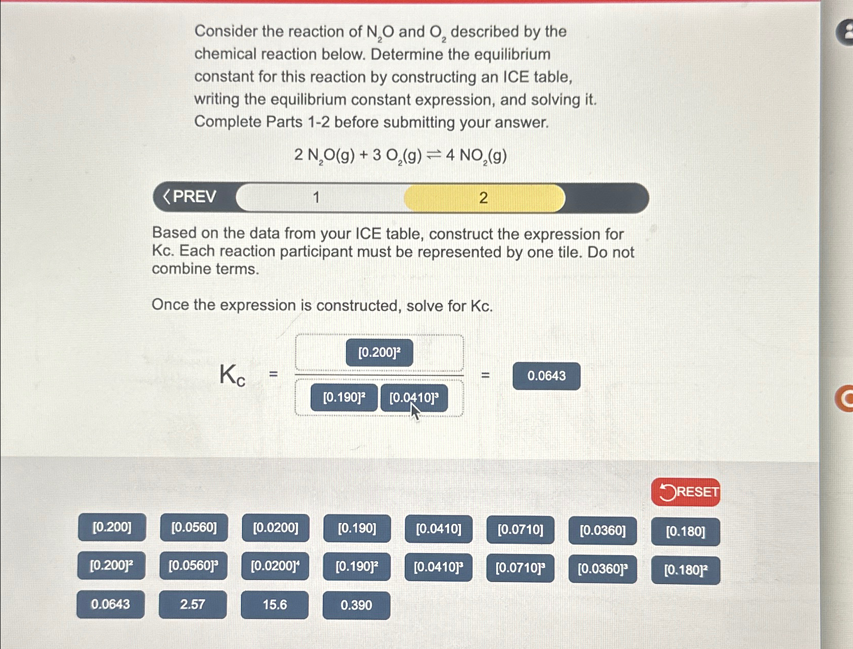 Consider the reaction of N2O ﻿and O2 ﻿described by | Chegg.com