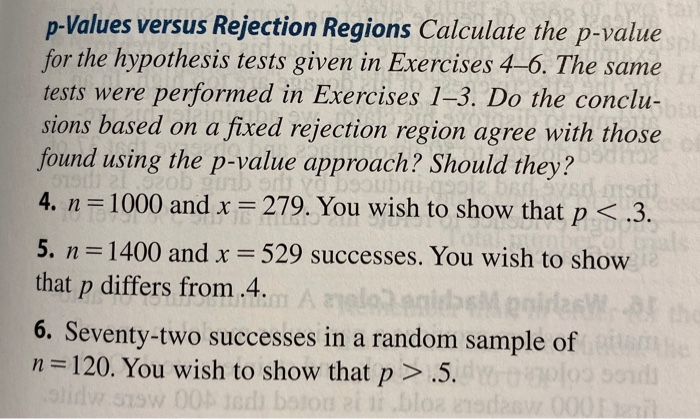 Solved p-Values versus Rejection Regions Calculate the | Chegg.com
