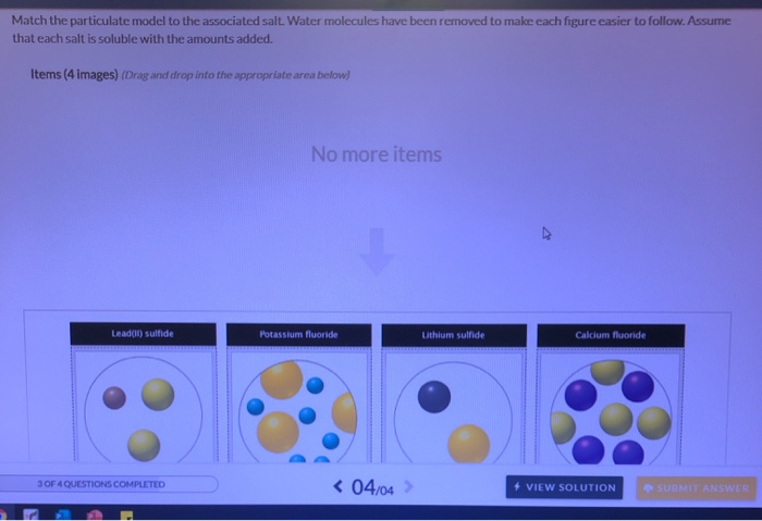 Match the particulate model to the associated salt. | Chegg.com