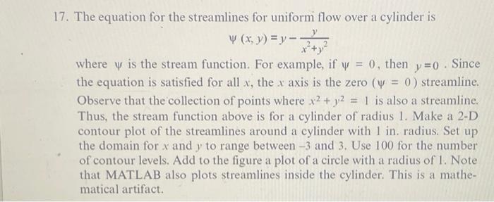 Solved 17. The equation for the streamlines for uniform flow | Chegg.com